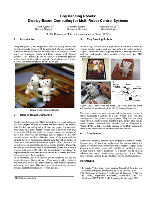 (PDF) Tiny dancing robots: Display-based computing for multi-robot control systems