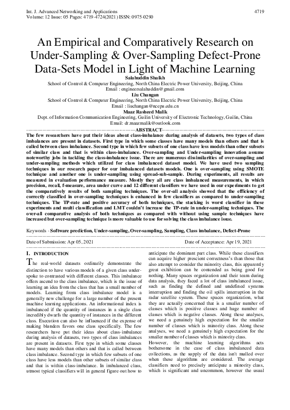 (PDF) An Empirical And Comparatively Research On Under-Sampling & Over- Sampling Defect-Prone ...