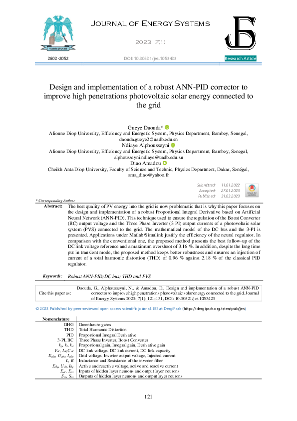 (PDF) Design and implementation of a robust ANN-PID corrector to improve high penetrations ...