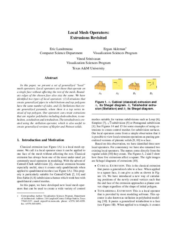 (PDF) Local mesh operators: extrusions revisited