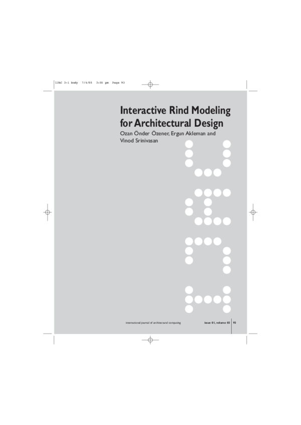 (PDF) Interactive Rind Modeling for Architectural Design