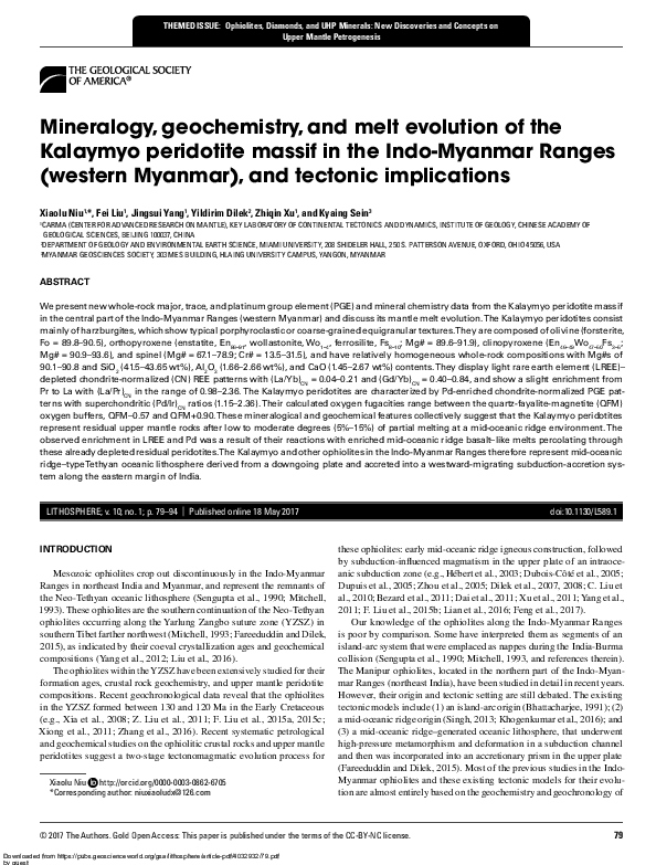 (PDF) Mineralogy, geochemistry, and melt evolution of the Kalaymyo ...