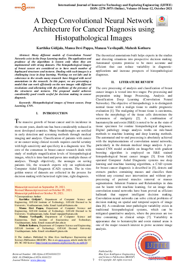 (PDF) A Deep Convolutional Neural Network Architecture for Cancer Diagnosis using ...