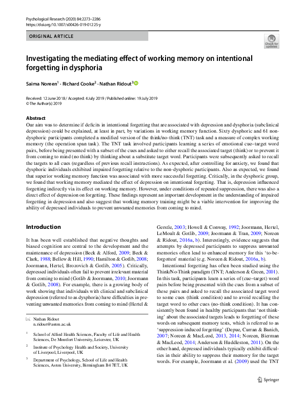 (PDF) Investigating the mediating effect of working memory on ...