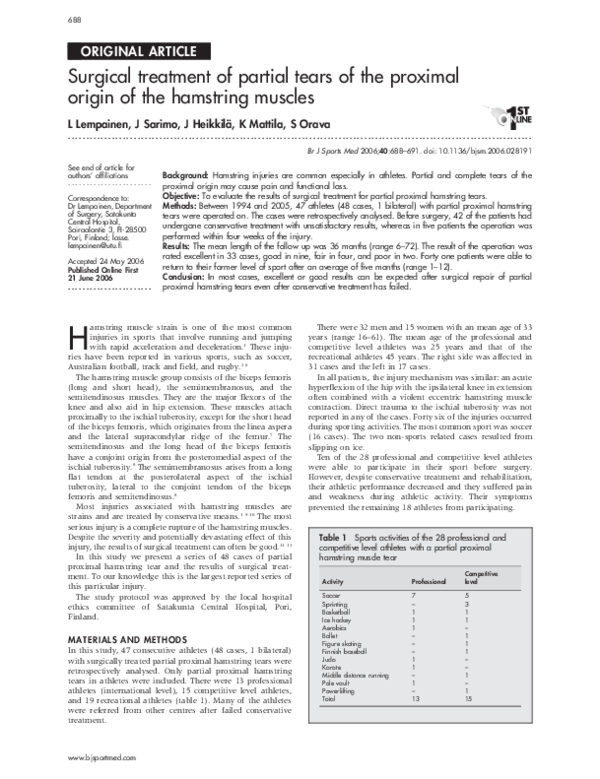 (PDF) Surgical treatment of partial tears of the proximal origin of the ...