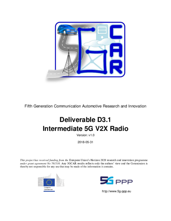(PDF) 5GCAR project D3.1 Intermediate 5G V2X Radio