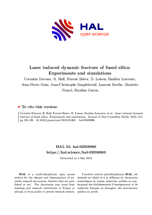 (PDF) Laser induced dynamic fracture of fused silica: Experiments and ...
