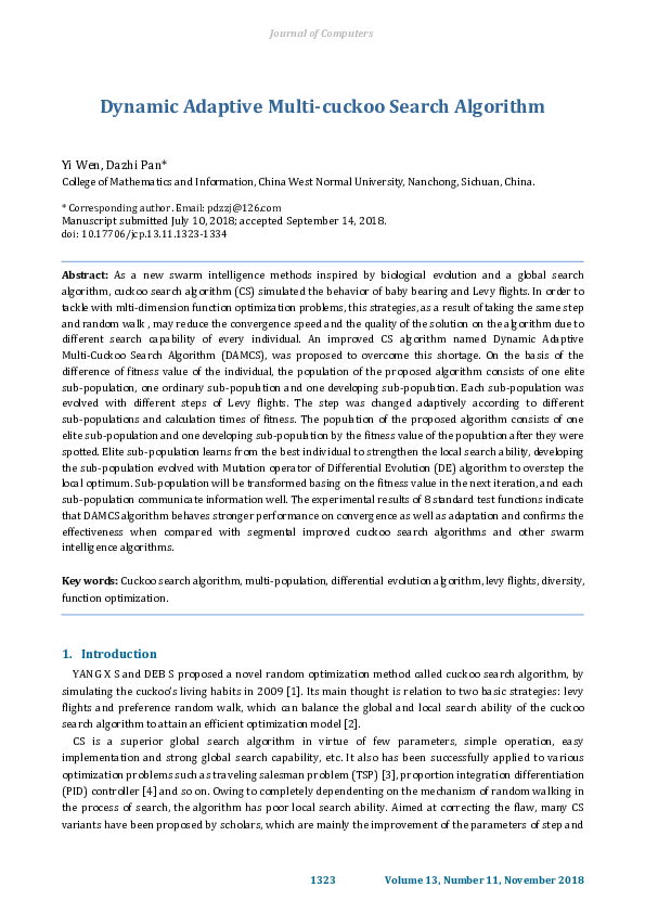(PDF) A new adaptive Cuckoo search algorithm