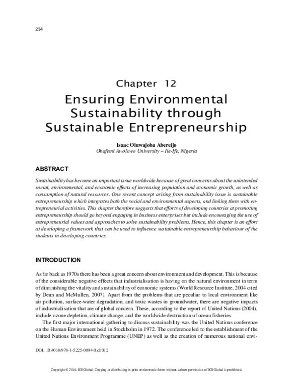 (PDF) Ensuring Environmental Sustainability Through Sustainable ...