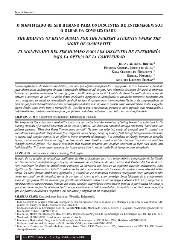 (PDF) O significado de ser humano para os discentes de enfermagem sob o ...