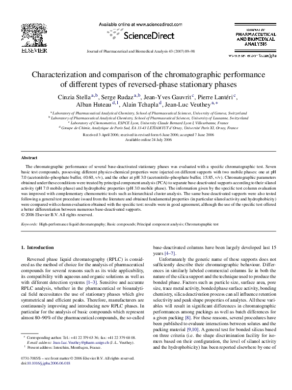 (PDF) Characterization and comparison of the chromatographic ...