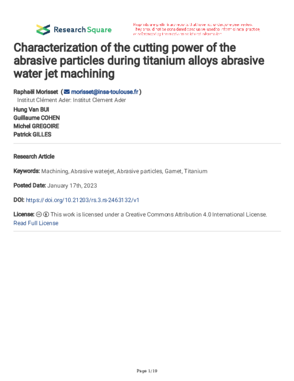 (PDF) Characterization of the cutting power of the abrasive particles ...