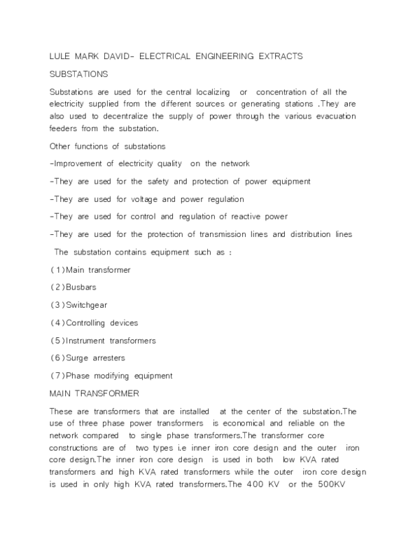 (PDF) POWER TRANSMISSION AND DISTRIBUTION SUBSTATIONS