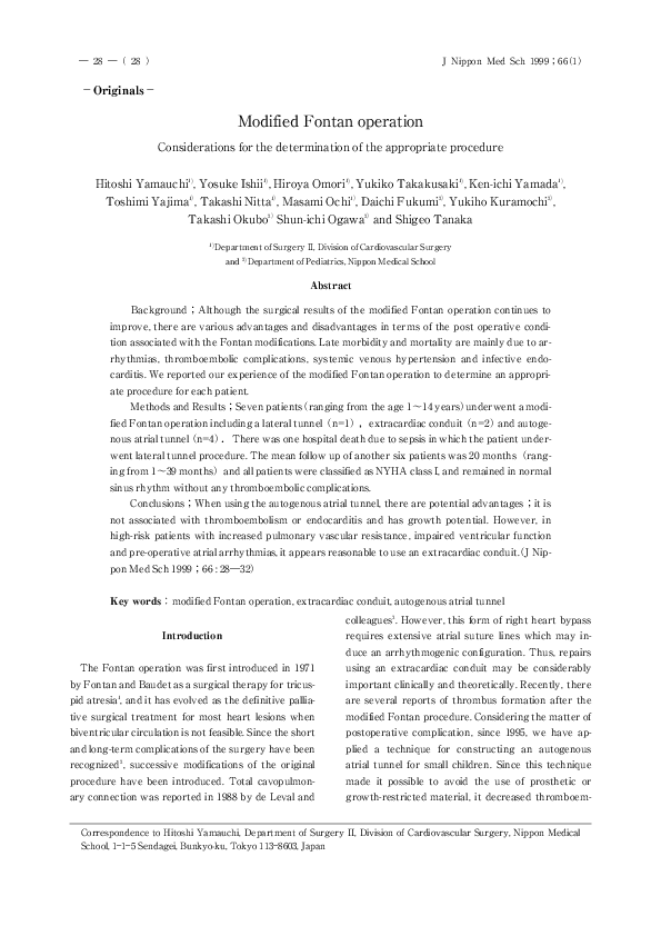 (PDF) Modified Fontan operation. Considerations for the determination ...