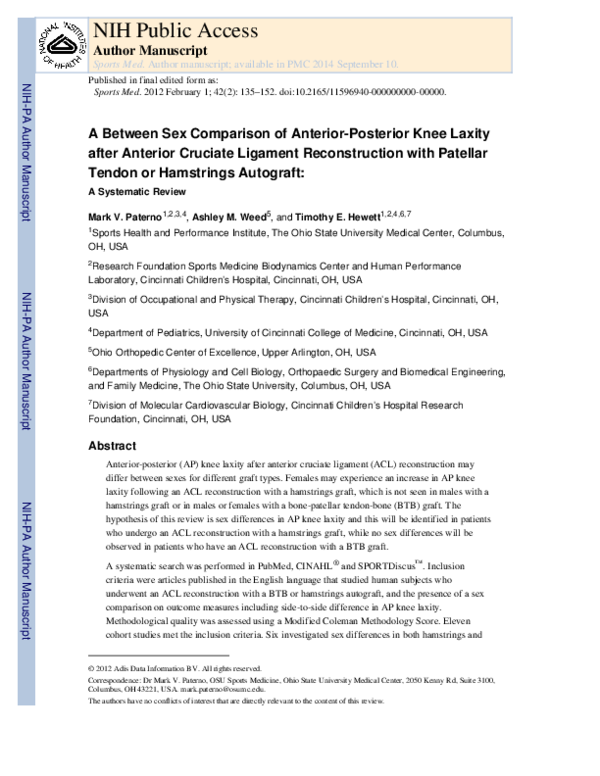 Pdf A Between Parison Of Anterior Posterior Knee Laxity After 2640