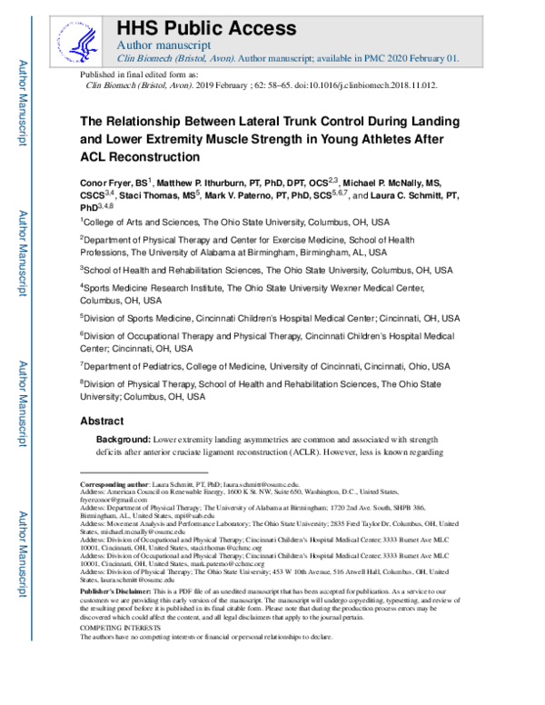 (PDF) The relationship between frontal plane trunk control during ...