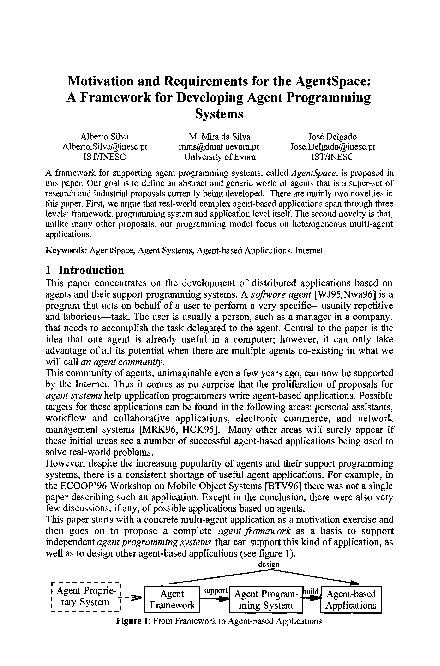 (PDF) Motivation and requirements for the AgentSpace: A framework for developing agent ...