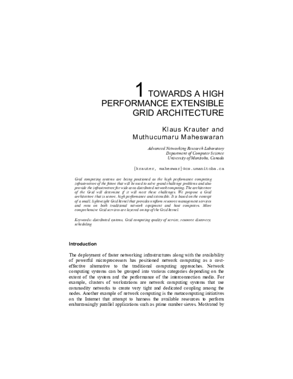 (PDF) Towards a High Performance Extensible Grid Architecture