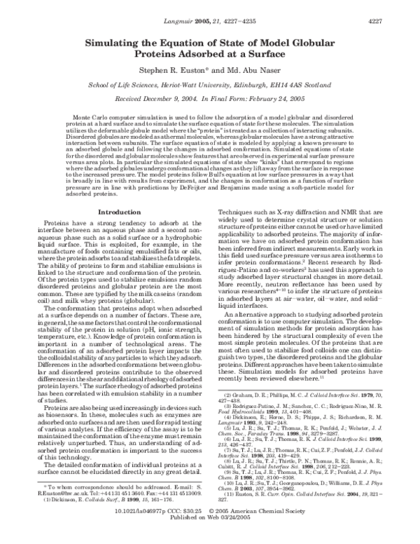 (PDF) Simulating the Equation of State of Model Globular Proteins ...