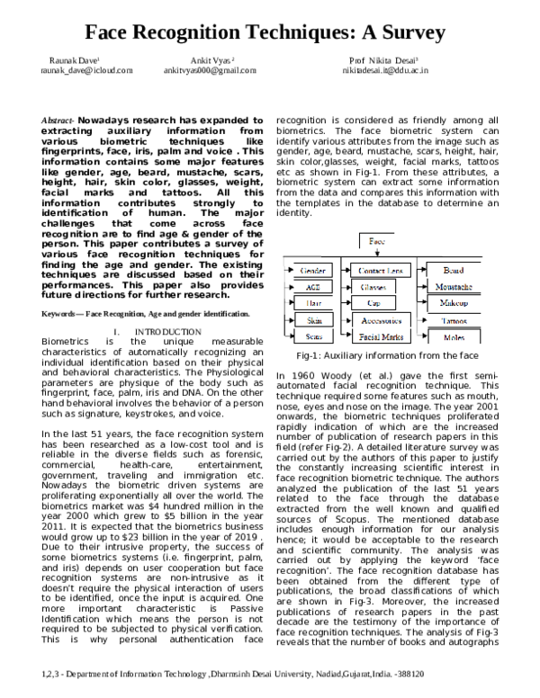 Pdf Face Recognition Techniques A Survey