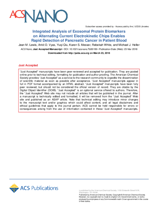 (PDF) Integrated Analysis of Exosomal Protein Biomarkers on Alternating Current Electrokinetic ...