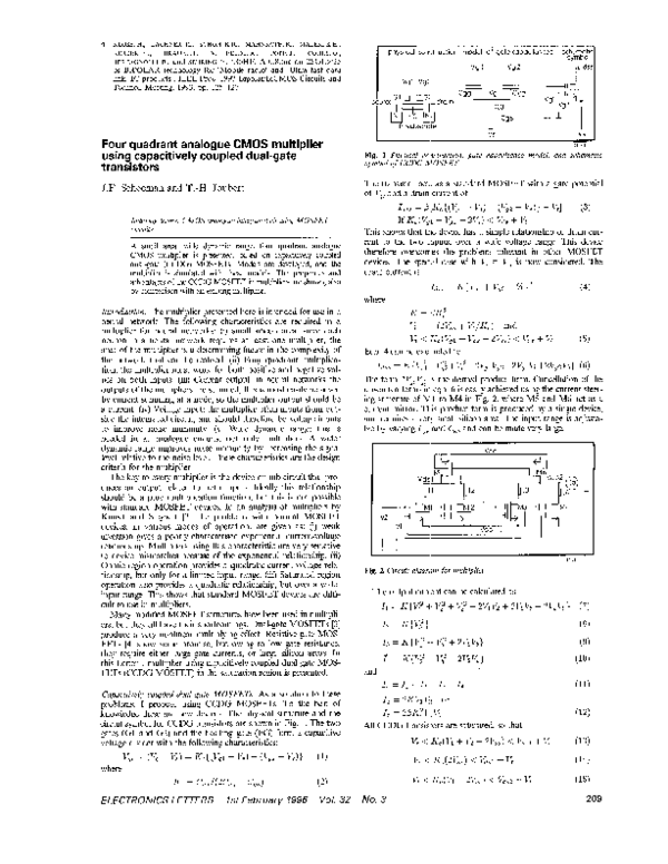 (PDF) Four quadrant analogue CMOS multiplier using capacitively coupled ...