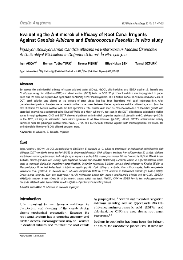 (PDF) Evaluating the Antimicrobial Efficacy of Root Canal Irrigants Against Candida Albicans And ...