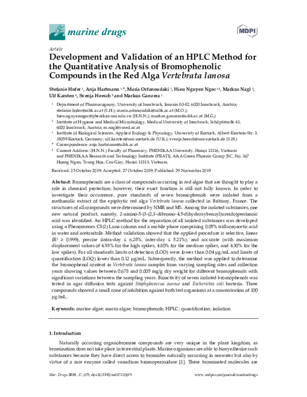 (PDF) Development and validation of an HPLC method for quantitation of BA-TPQ, a novel ...