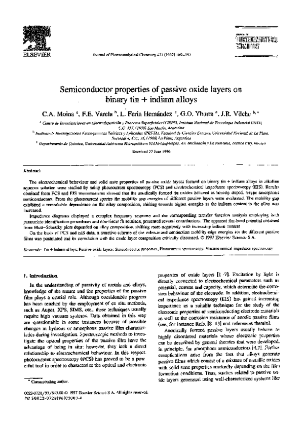 (PDF) Semiconductor properties of passive oxide layers on binary tin ...