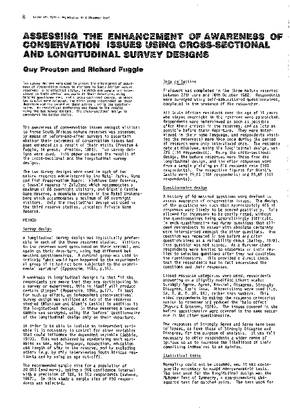 (PDF) Assessing the enhancement of awareness of conservation issues ...