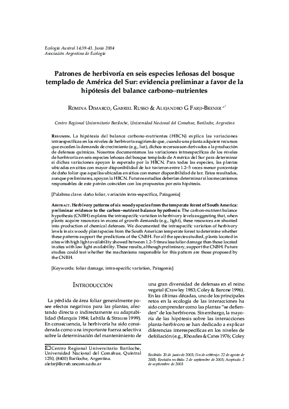 (PDF) Herbivory patterns of six woody species from the temperate forest ...