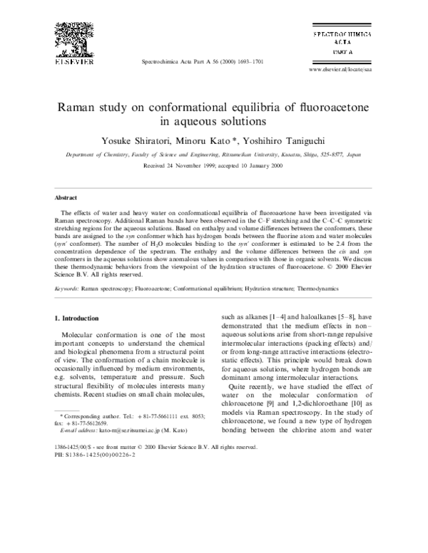 (PDF) Raman study on conformational equilibria of fluoroacetone in ...