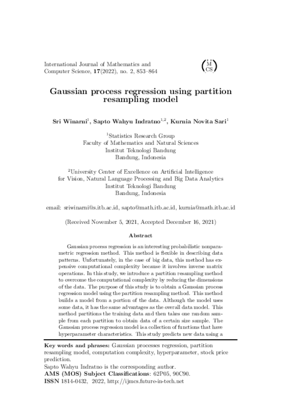 (PDF) Gaussian process regression using partition resampling model