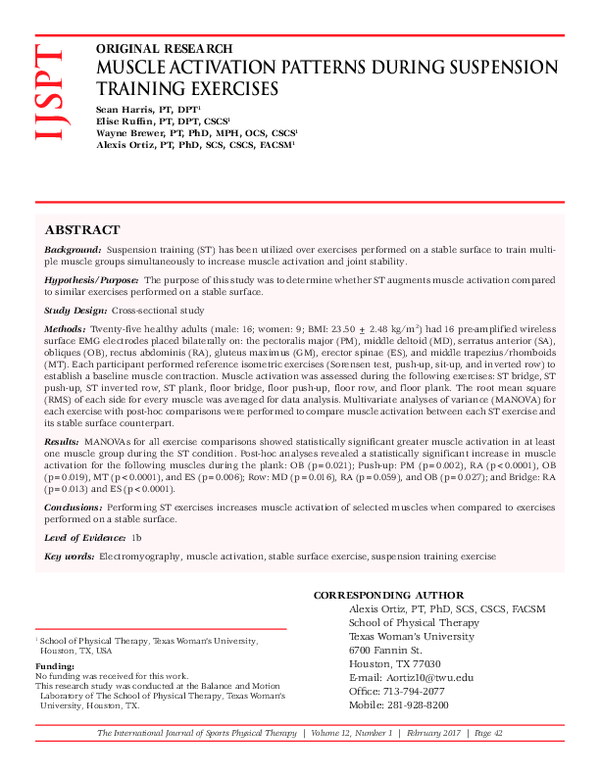 (PDF) Muscle Activation Patterns During Suspension Training Exercises