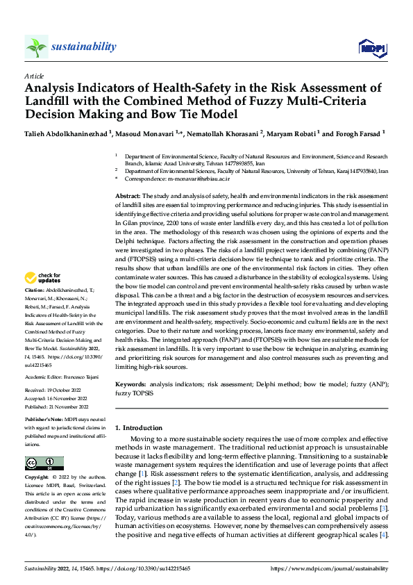 (PDF) Analysis Indicators of Health-Safety in the Risk Assessment of ...