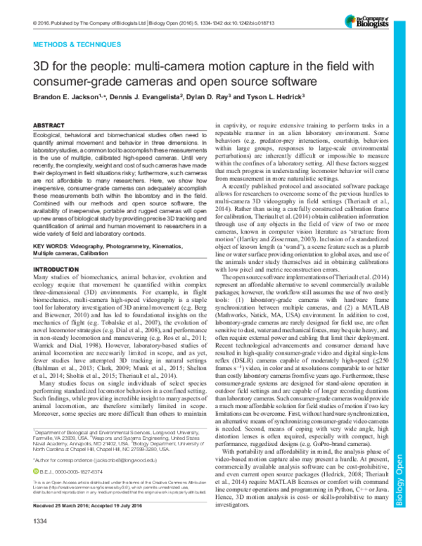 (PDF) 3D for the people: multi-camera motion capture in the field with ...
