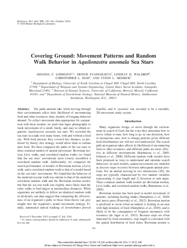 (PDF) Covering Ground: Movement Patterns and Random Walk Behavior in ...