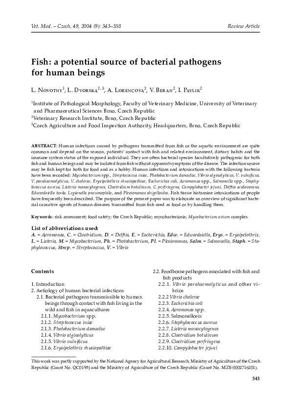 (PDF) Fish: a potential source of bacterial pathogens for human beings
