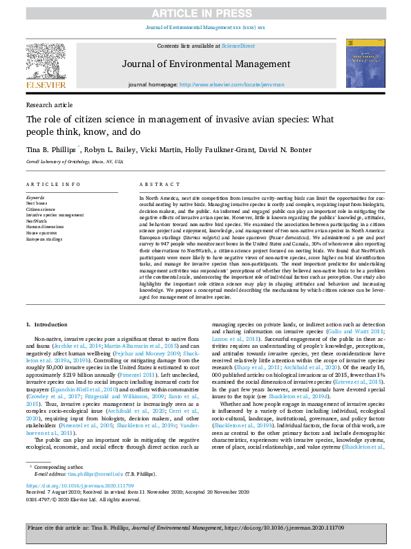 (PDF) The role of citizen science in management of invasive avian ...