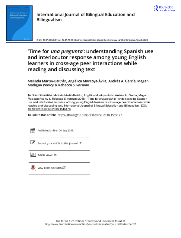 (PDF) ‘Time foruna pregunta’: understanding Spanish use and ...