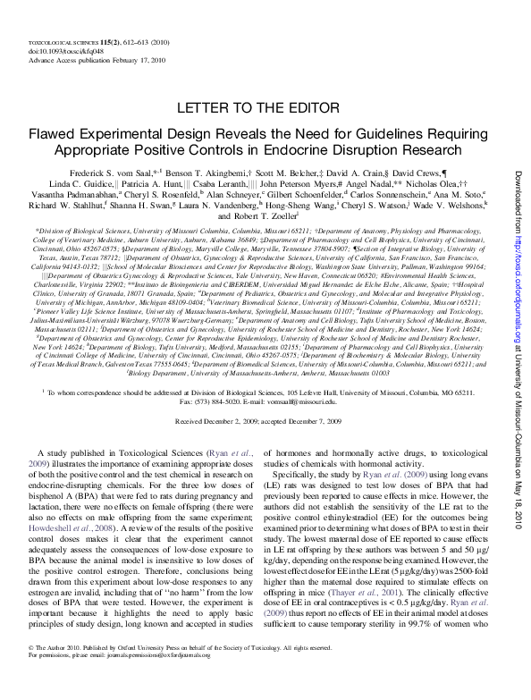 (PDF) LETTER TO THE EDITOR Flawed Experimental Design Reveals the Need ...
