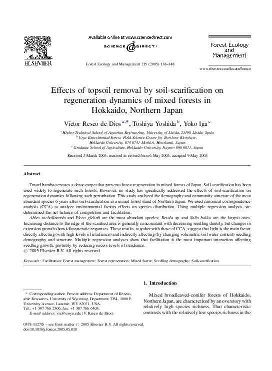 (PDF) Effects of topsoil removal by soil-scarification on regeneration ...