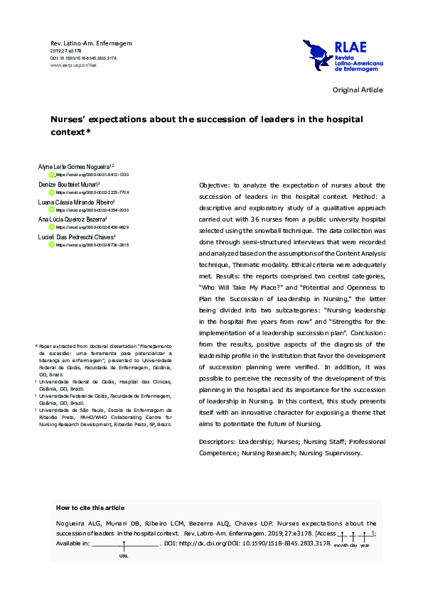 (PDF) Nurses’ expectations about the succession of leaders in the ...