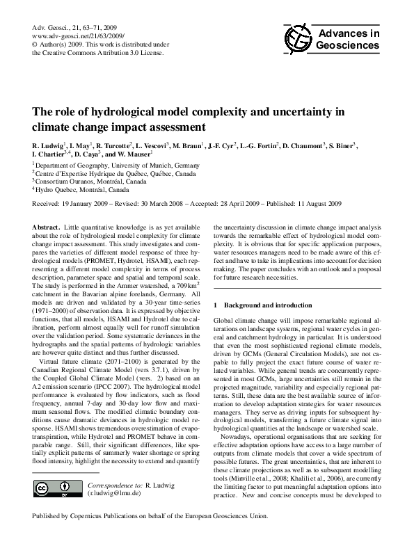 (PDF) The role of hydrological model complexity and uncertainty in ...
