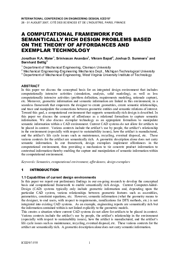 Pdf A Computational Framework For Semantically Rich Design Problems Based On The Theory Of
