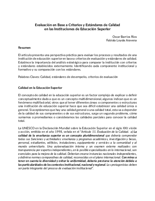 (PDF) Evaluación en Base a Criterios y Estándares de Calidad en las Instituciones de Educación ...