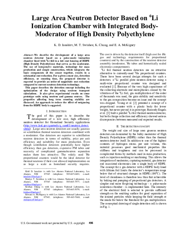 (PDF) Large area neutron detector based on 6li ionization chamber with ...