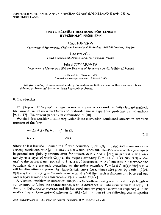 (PDF) Finite element methods for linear hyperbolic problems