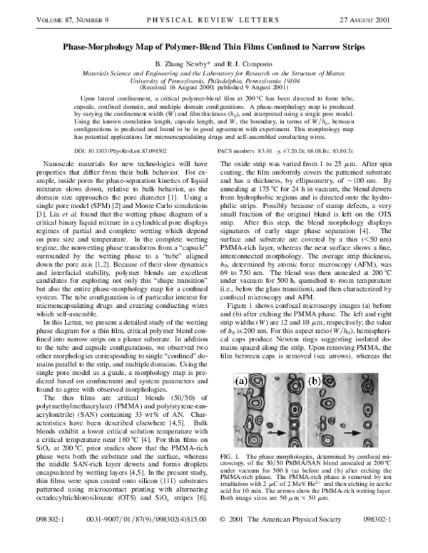 (PDF) Phase-Morphology Map of Polymer-Blend Thin Films Confined to ...
