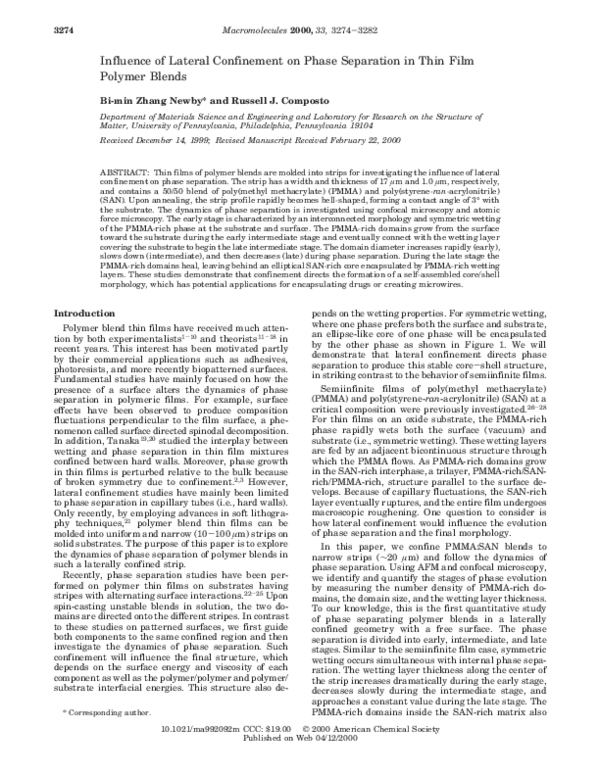 (PDF) Influence of Lateral Confinement on Phase Separation in Thin Film ...